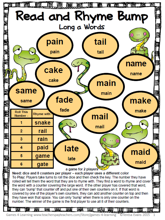 Read and Rhyme Bump Long a Words - SchoolhouseTeachers.com