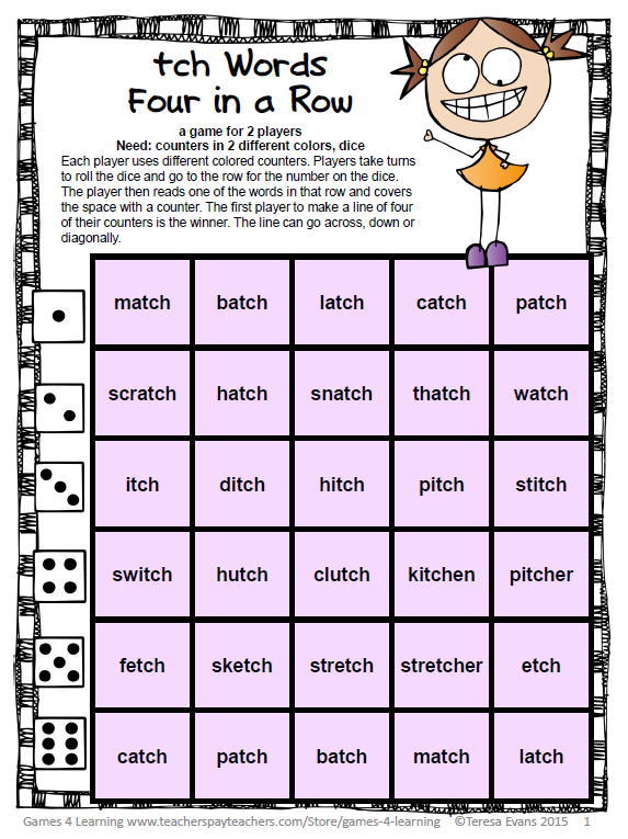 tch Words Four in a Row - SchoolhouseTeachers.com