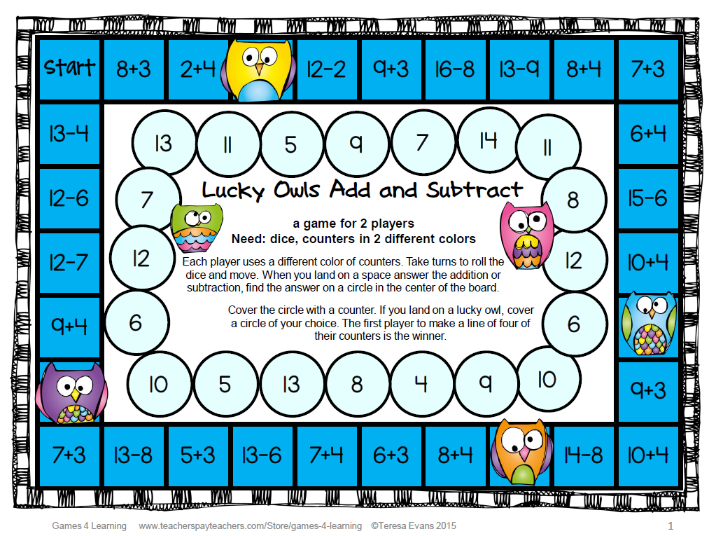 Owls Add and Subtract - SchoolhouseTeachers.com
