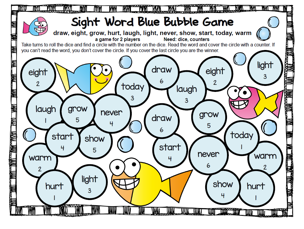 Sight Words Blue Bubble Game - SchoolhouseTeachers.com