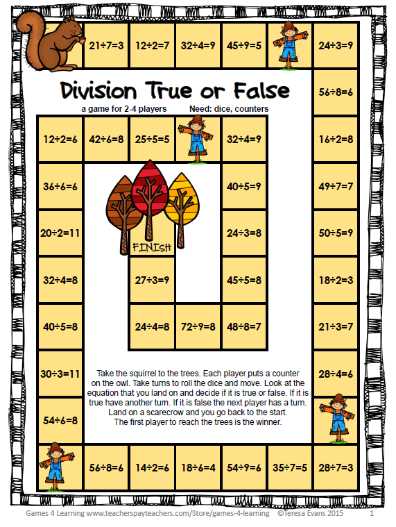 Division True or False - SchoolhouseTeachers.com