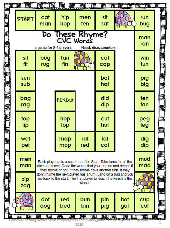 Do These Rhyme? CVC Words - SchoolhouseTeachers.com