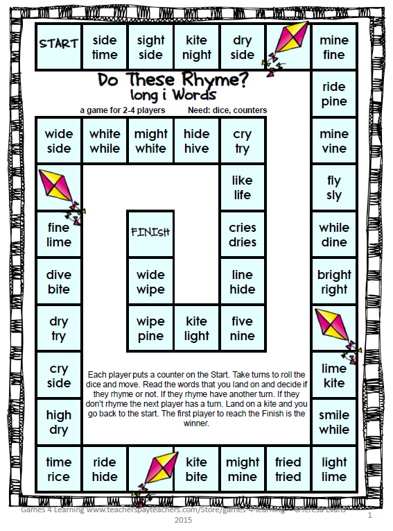 Do These Rhyme? Long i Words - SchoolhouseTeachers.com