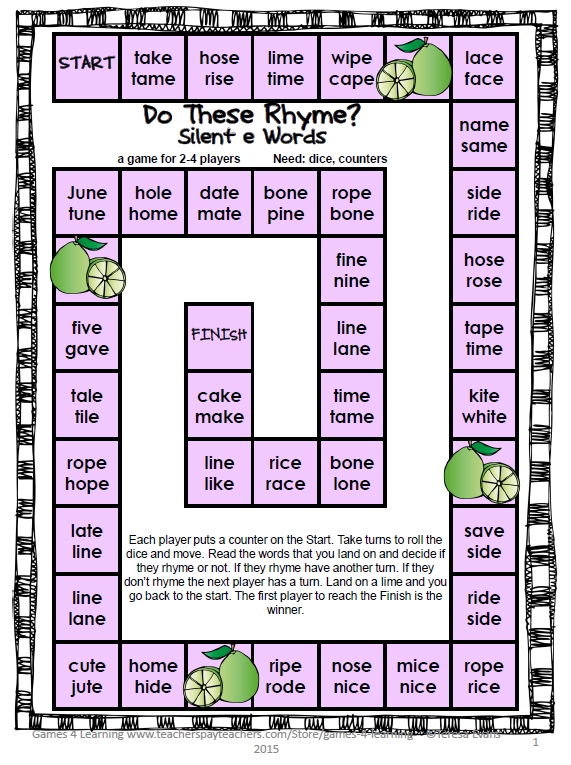 Do These Rhyme? Silent e Words - SchoolhouseTeachers.com