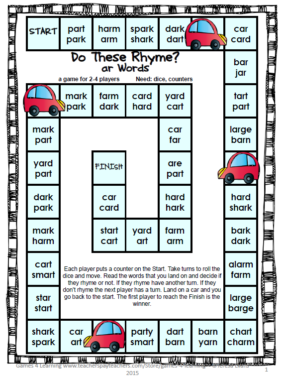 Do These Rhyme? ar Words - SchoolhouseTeachers.com