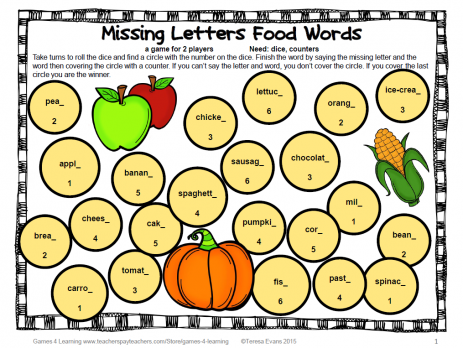 Missing Letters Food Words - SchoolhouseTeachers.com
