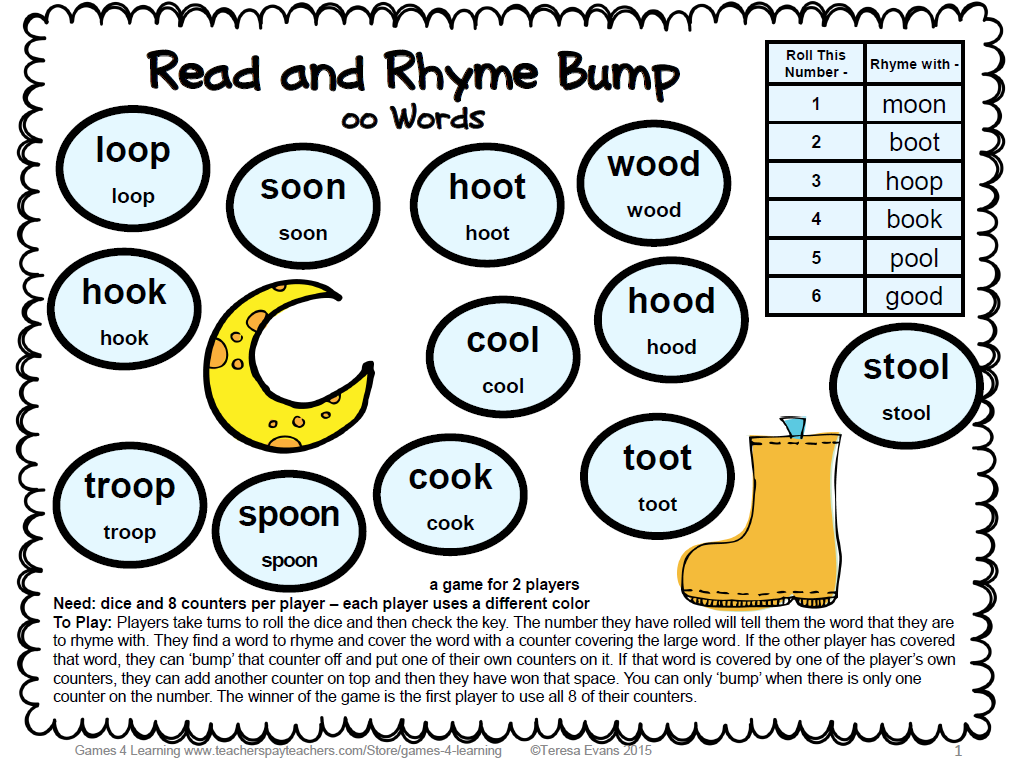 Read and Rhyme Bump oo Words - SchoolhouseTeachers.com