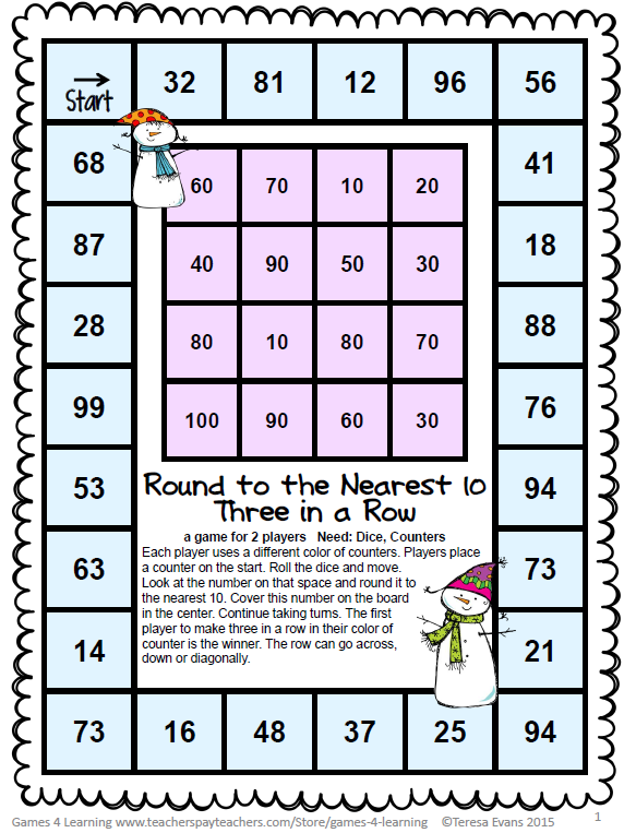 Snowman Round to the Nearest 10 - SchoolhouseTeachers.com