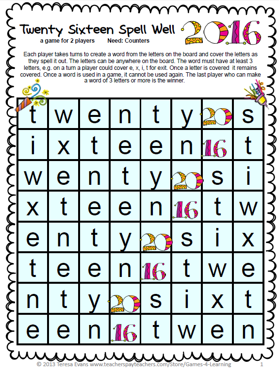 Twenty Sixteen Spell Well - SchoolhouseTeachers.com