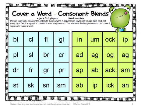 Cover a Word – Consonant Blends - SchoolhouseTeachers.com