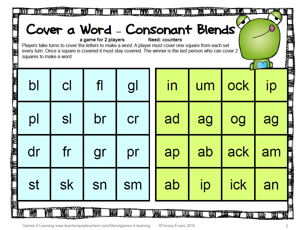 Cover a Word – Consonant Blends - SchoolhouseTeachers.com