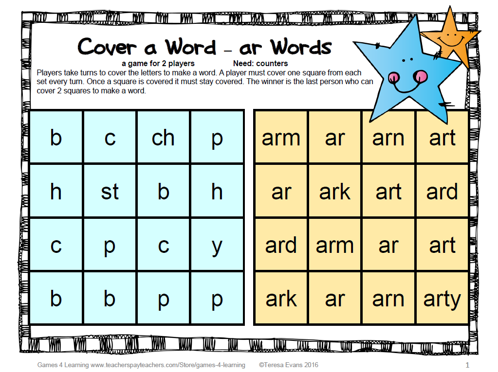 Cover a Word – ar Words - SchoolhouseTeachers.com