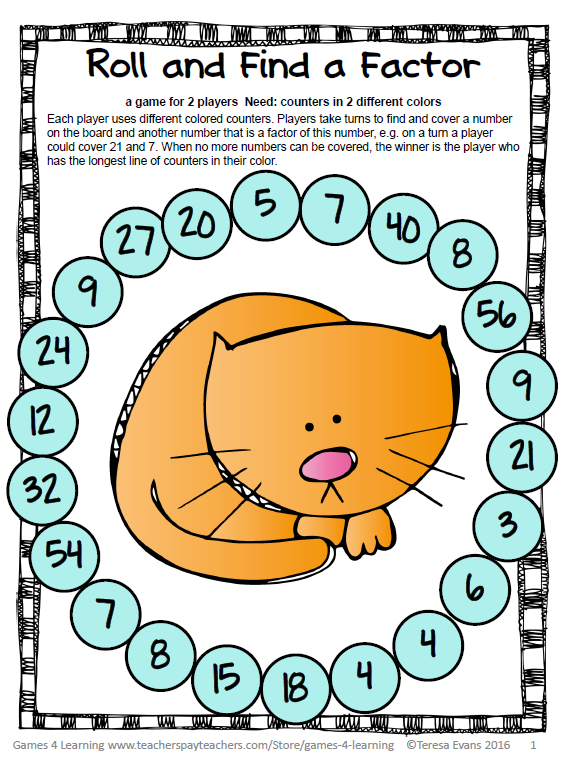 Roll and Find a Factor - SchoolhouseTeachers.com