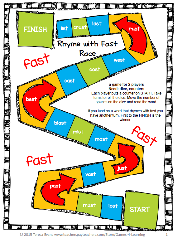 Rhyme with Fast Race - SchoolhouseTeachers.com