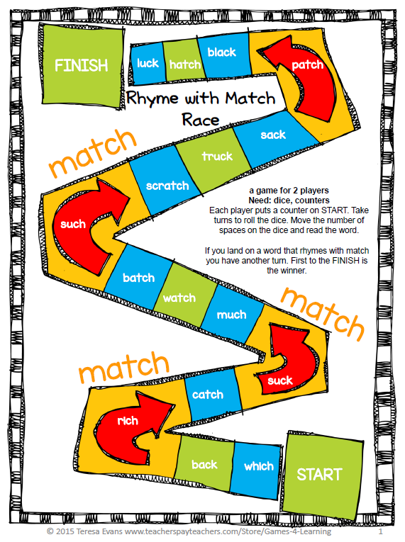 Rhyme with Match Race - SchoolhouseTeachers.com