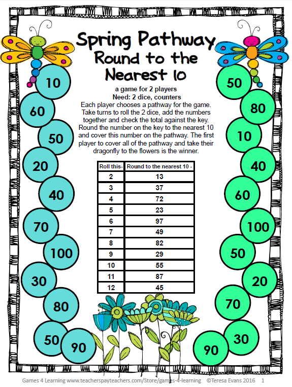 Spring Pathway Round to the Nearest 10 - SchoolhouseTeachers.com