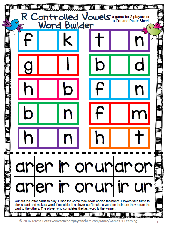 R Controlled Vowels Word Builder - SchoolhouseTeachers.com