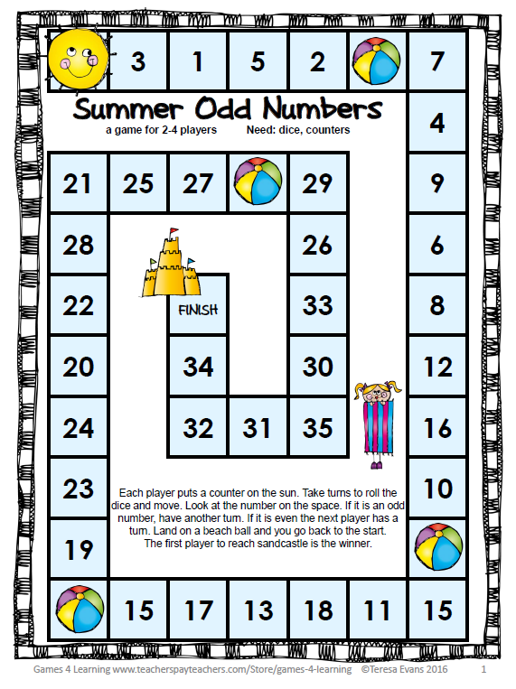 Summer Odd Numbers - SchoolhouseTeachers.com