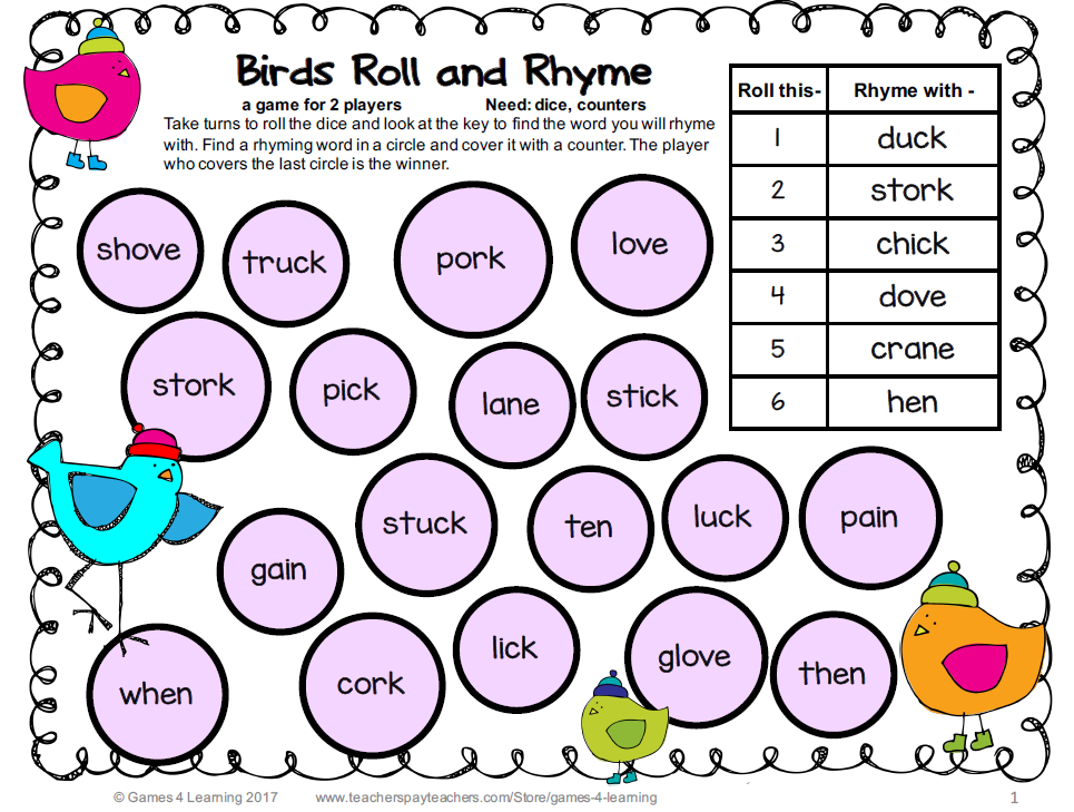 Birds Roll and Rhyme - SchoolhouseTeachers.com