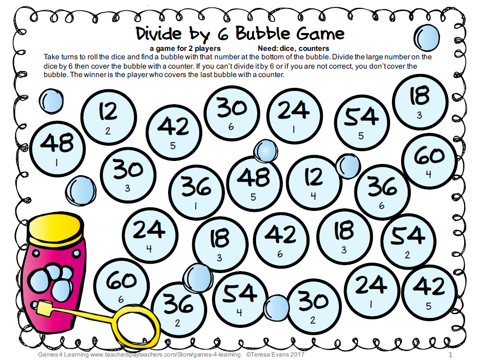 Divide by 6 Bubble Game - SchoolhouseTeachers.com