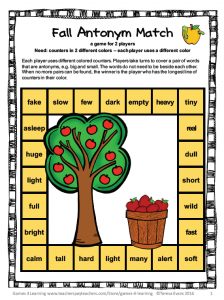 Fall Antonym Match - SchoolhouseTeachers.com