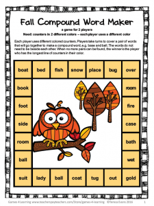 Fall Compound Word Maker - SchoolhouseTeachers.com
