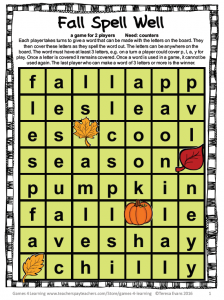 Fall Spell Well - SchoolhouseTeachers.com