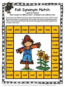 Fall Synonym Match - SchoolhouseTeachers.com