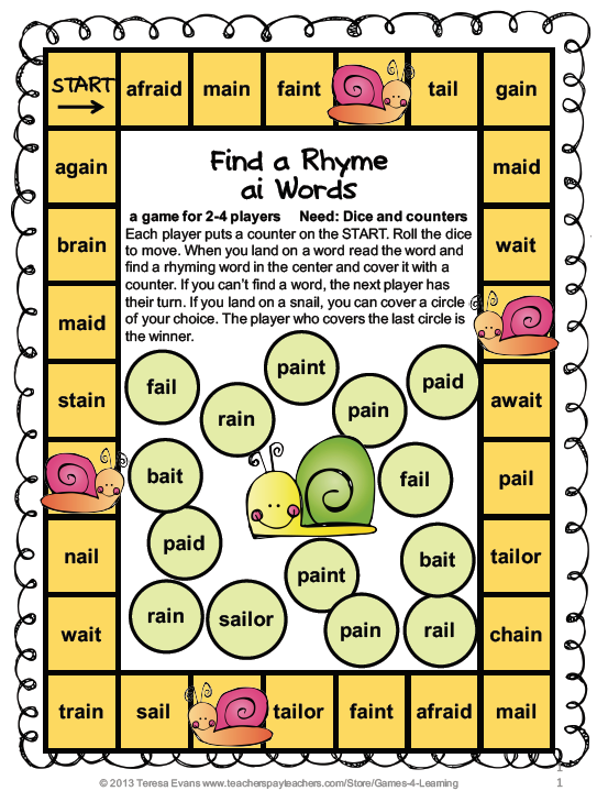 Find a Rhyme ai Words - SchoolhouseTeachers.com