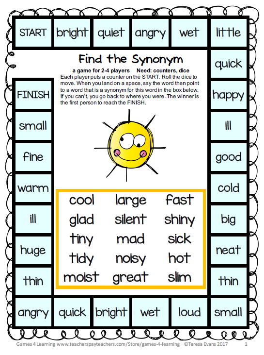 Find the Synonym - SchoolhouseTeachers.com