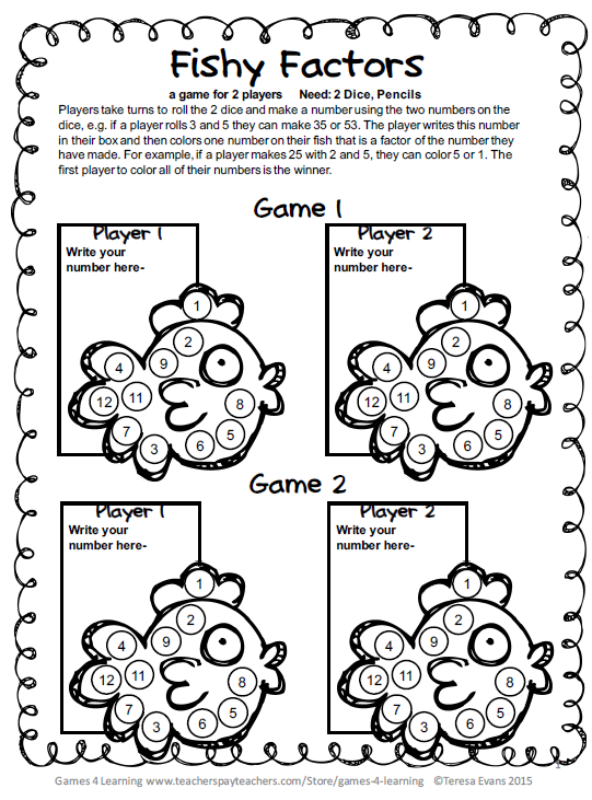 Fishy Factors - SchoolhouseTeachers.com