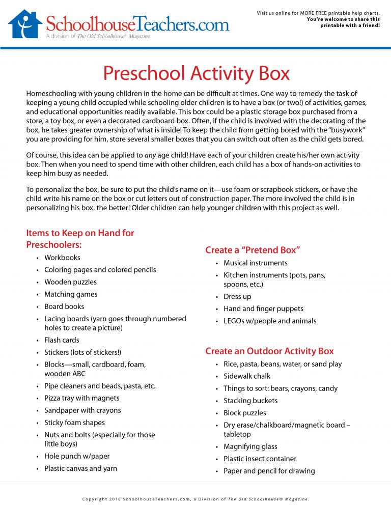Free Preschool and Primary Elementary School Printouts