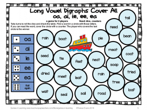 Long Vowel Digraphs Cover All – oa, ai, ie, ee, ea ...