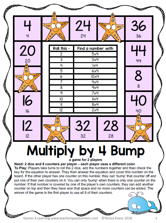 Multiply by 4 Bump - SchoolhouseTeachers.com