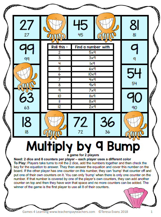 Multiply by 9 Bump - SchoolhouseTeachers.com