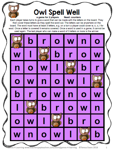 Owl Spell Well - SchoolhouseTeachers.com