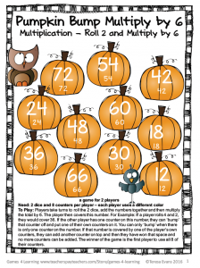 Pumpkin Bump Multiply by 6 - SchoolhouseTeachers.com