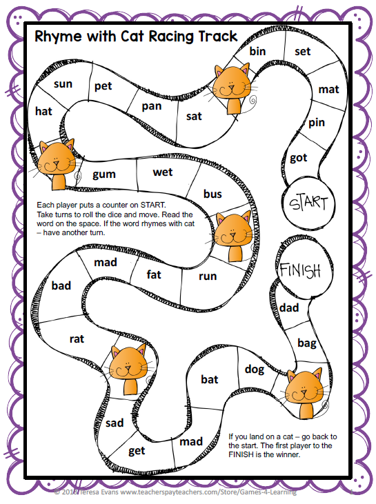 Rhyme with Cat Racing Track - SchoolhouseTeachers.com