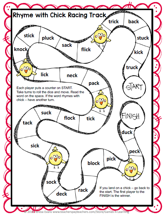 Rhyme with Chick Racing Track - SchoolhouseTeachers.com