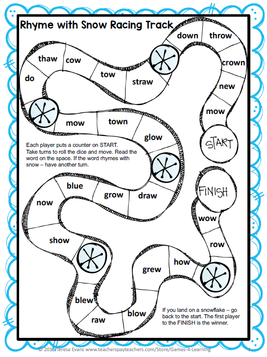 Rhyme with Snow Racing Track - SchoolhouseTeachers.com