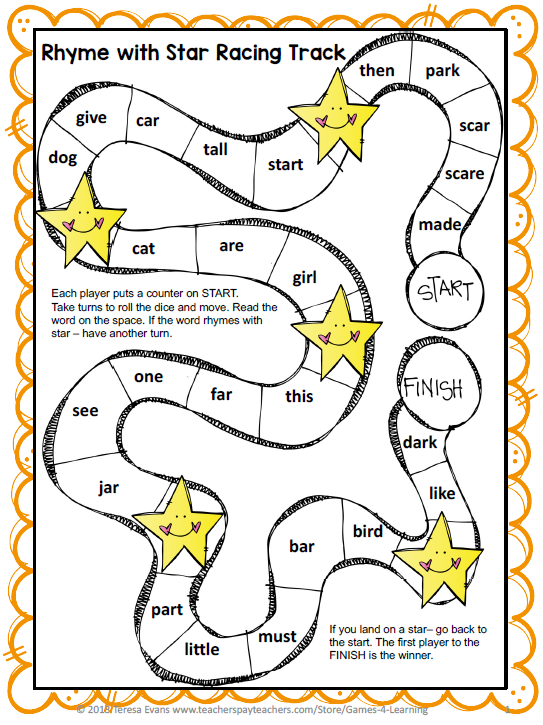 Rhyme with Star Racing Game - SchoolhouseTeachers.com