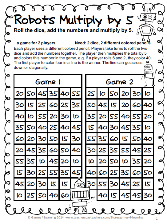 Robots Multiply by 5 - SchoolhouseTeachers.com