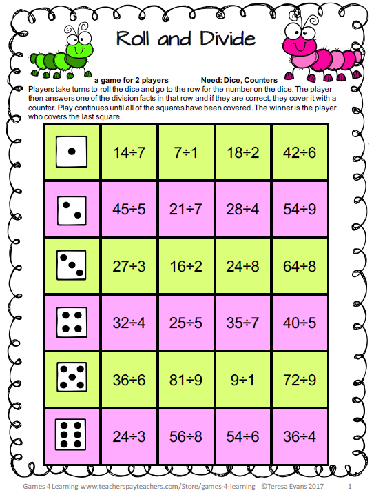 Roll and Divide - SchoolhouseTeachers.com