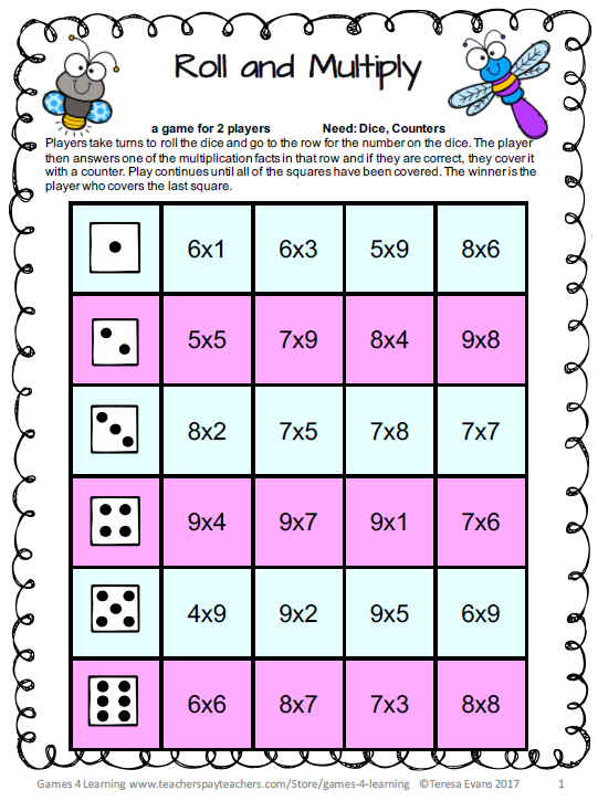Roll and Multiply - SchoolhouseTeachers.com
