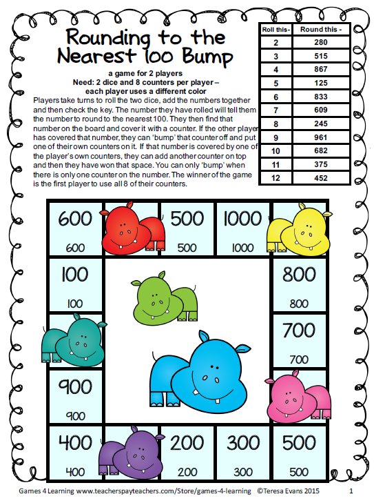 Rounding to the Nearest 100 Bump - SchoolhouseTeachers.com