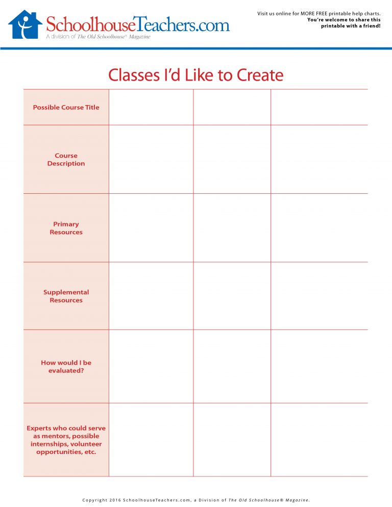 Create Your Own Course Curriculum using our Free Printout Guide