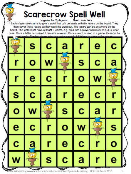 Scarecrow Spell Well - SchoolhouseTeachers.com