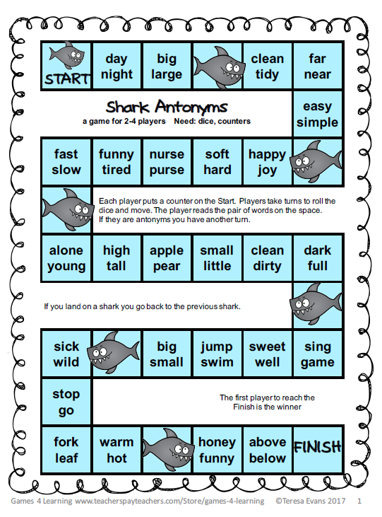 Shark Antonyms - SchoolhouseTeachers.com