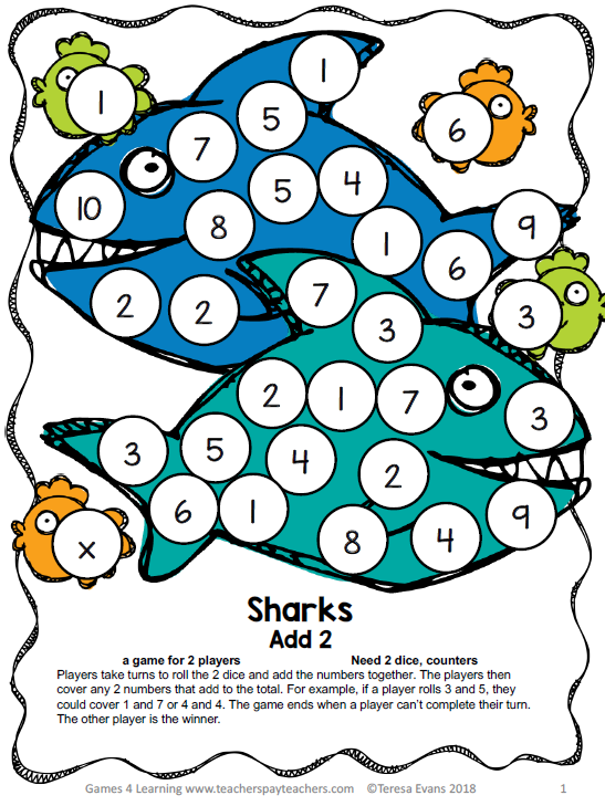 Sharks Add 2 - SchoolhouseTeachers.com