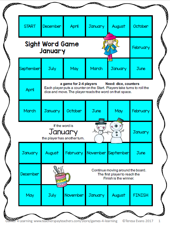 Sight Word Game January - SchoolhouseTeachers.com